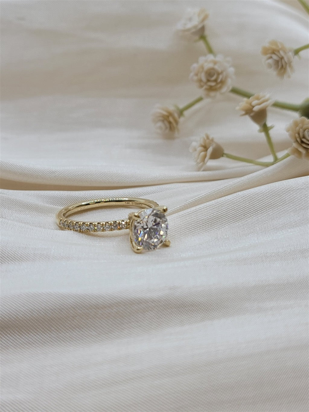 14K Yellow Gold Classic Round "Gabriel & Co" Diamond Mounting Ring ...