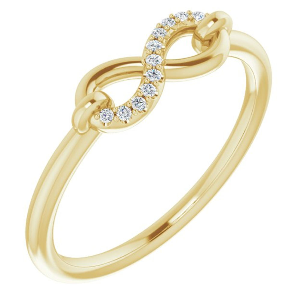 14K Yellow Gold Natural Diamond Infinity Ring | Lance & Co Jewelers